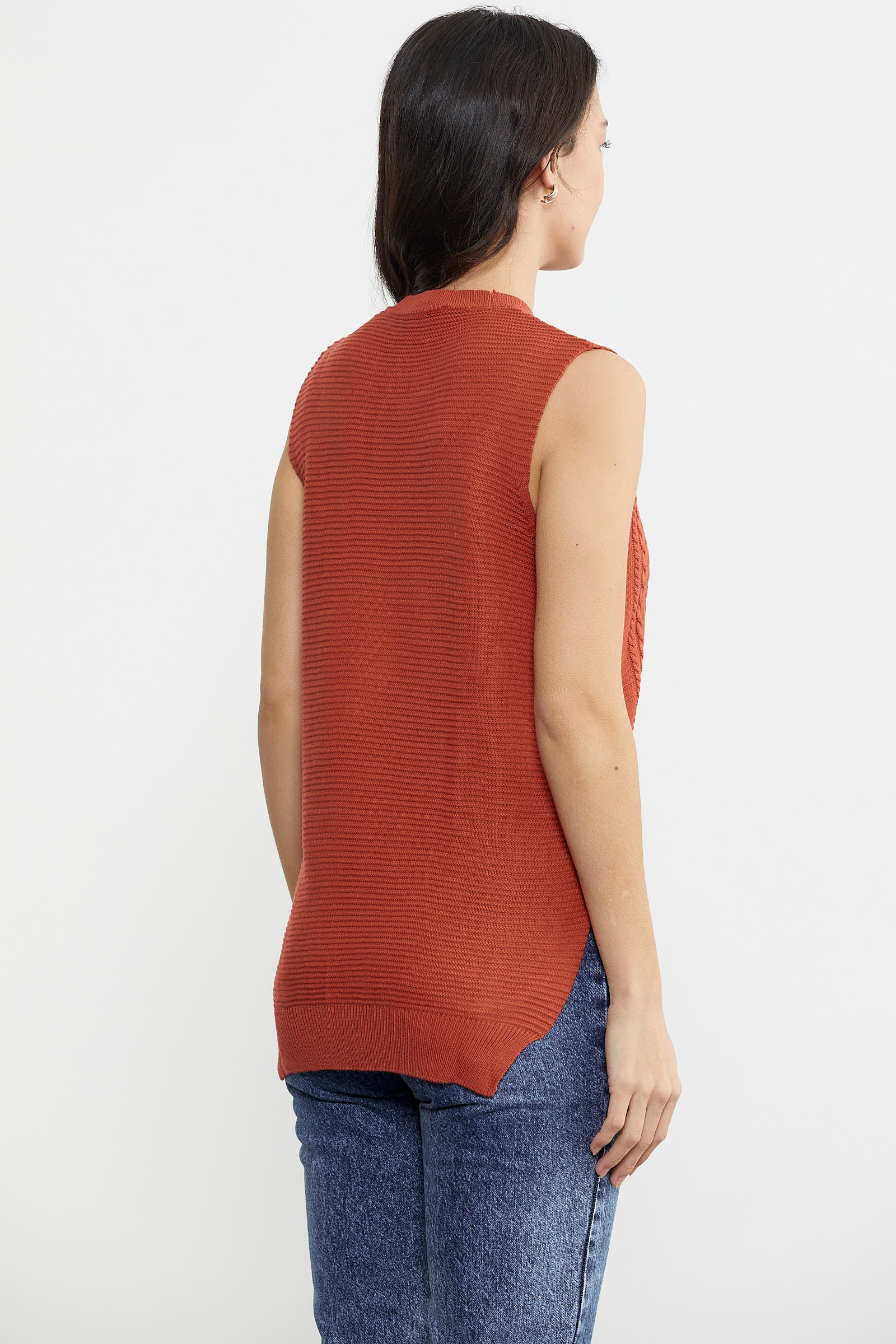 Arkası Uzun Motifli Triko Süveter - Nar – Sementa.com