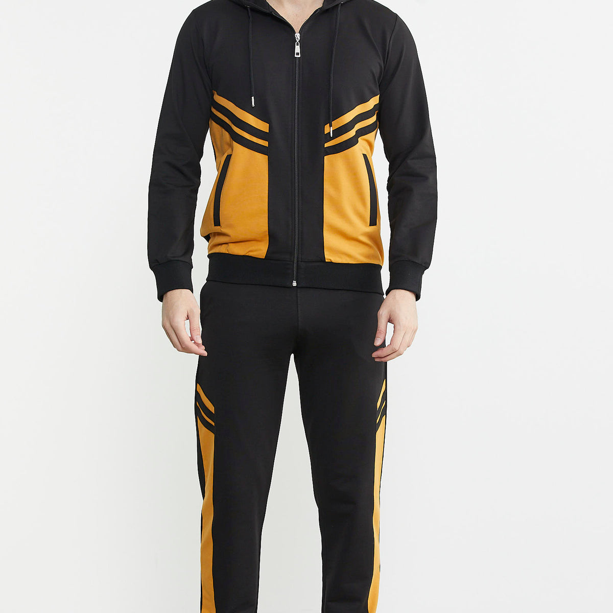 Block Transitional Pocket Tracksuit - Black – Sementa.com