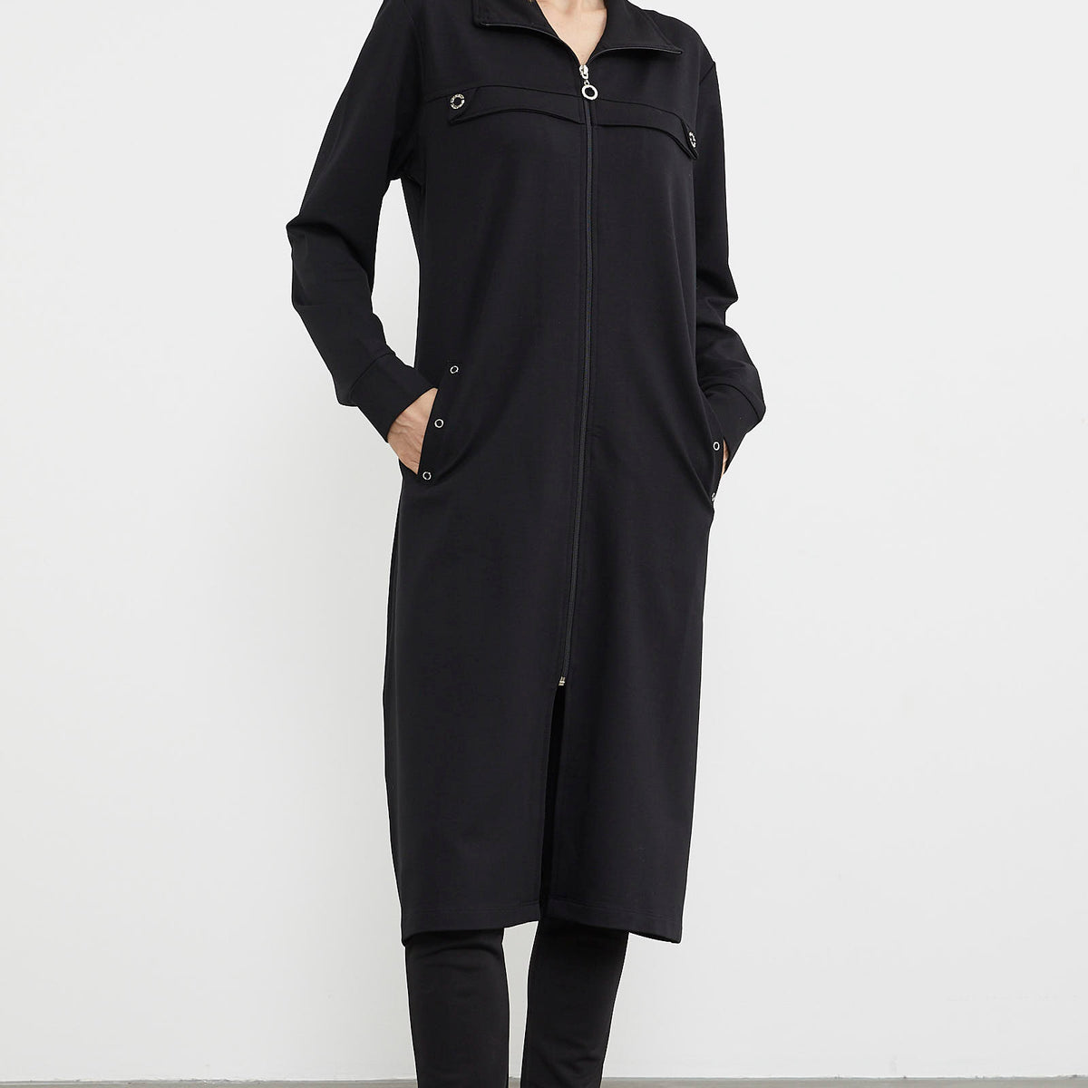 Ribbed Two Thread Coat with Full Length Zipper - Black – Sementa.com