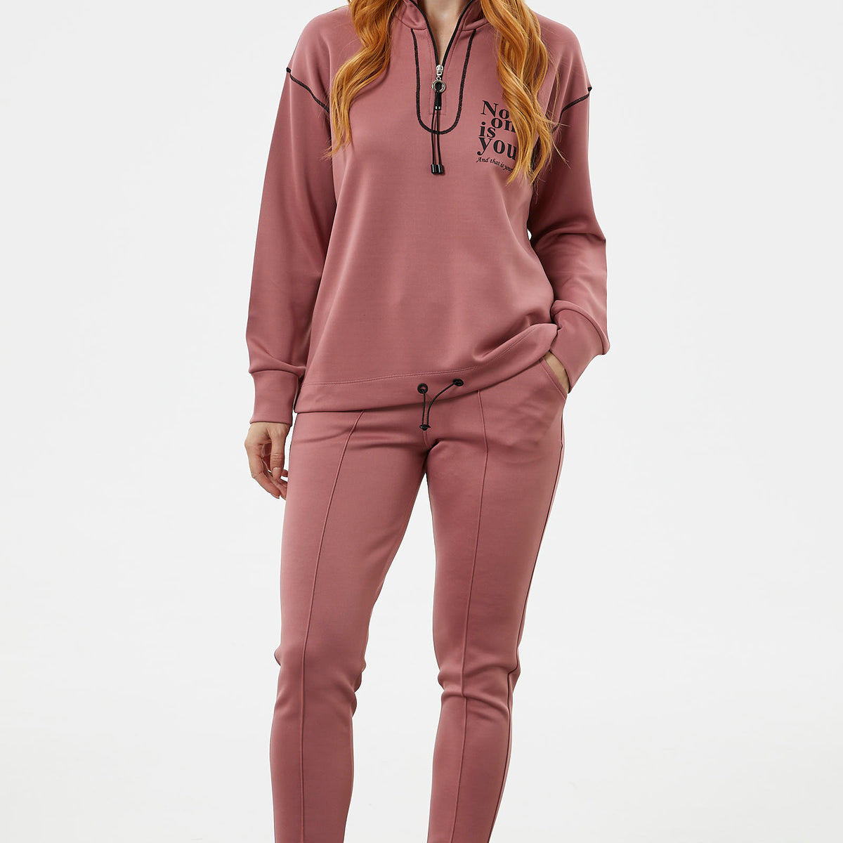High Collar Comfortable Fit Tracksuit - Rose – Sementa.com