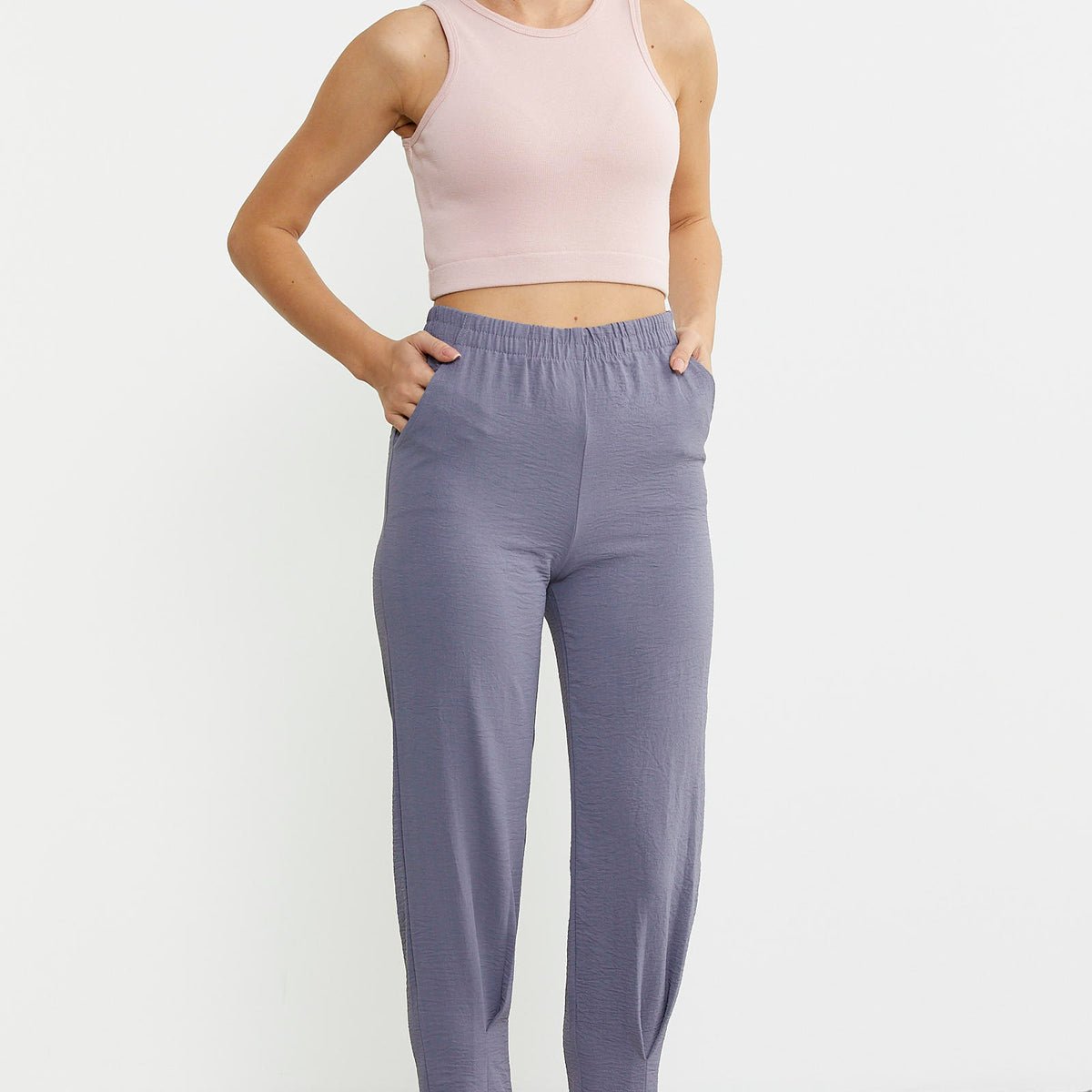 Paça Büzgü Detaylı Krep Pantolon - Antrasit – SEMENTA