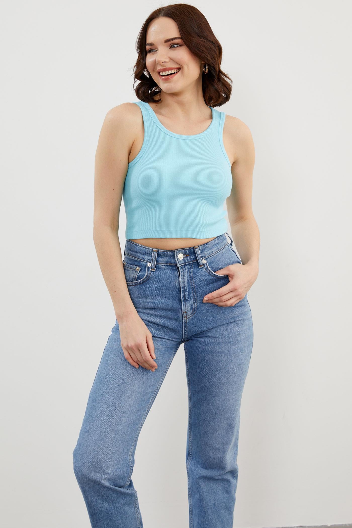 Yüzücü Model Crop Atlet - Mavi – Sementa.com