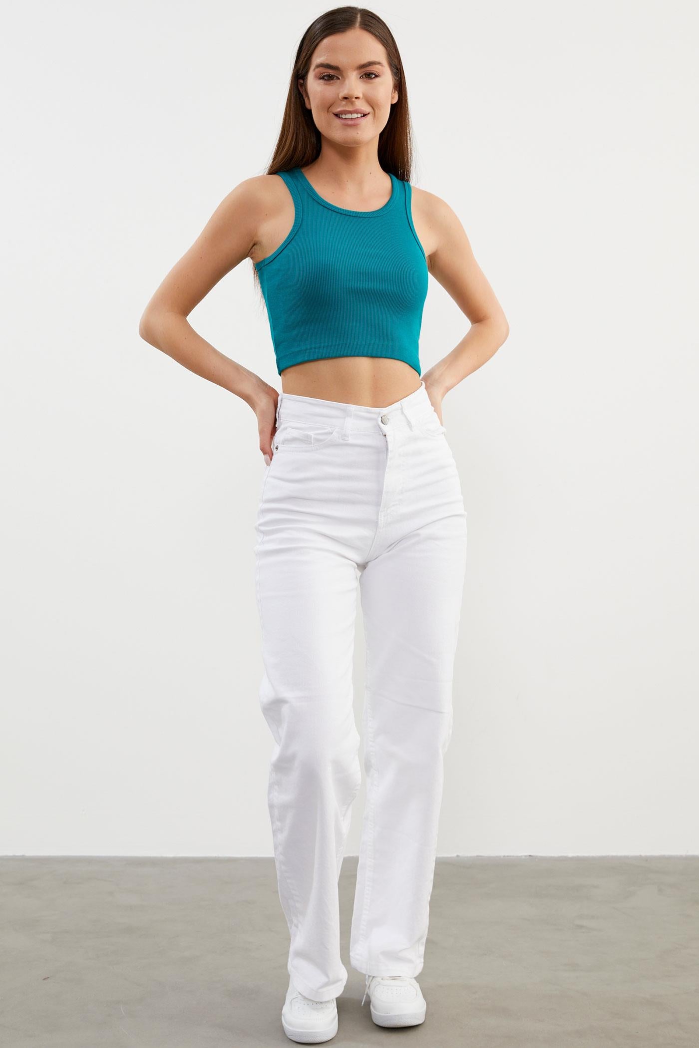 Yüzücü Model Crop Atlet - Petrol – Sementa.com