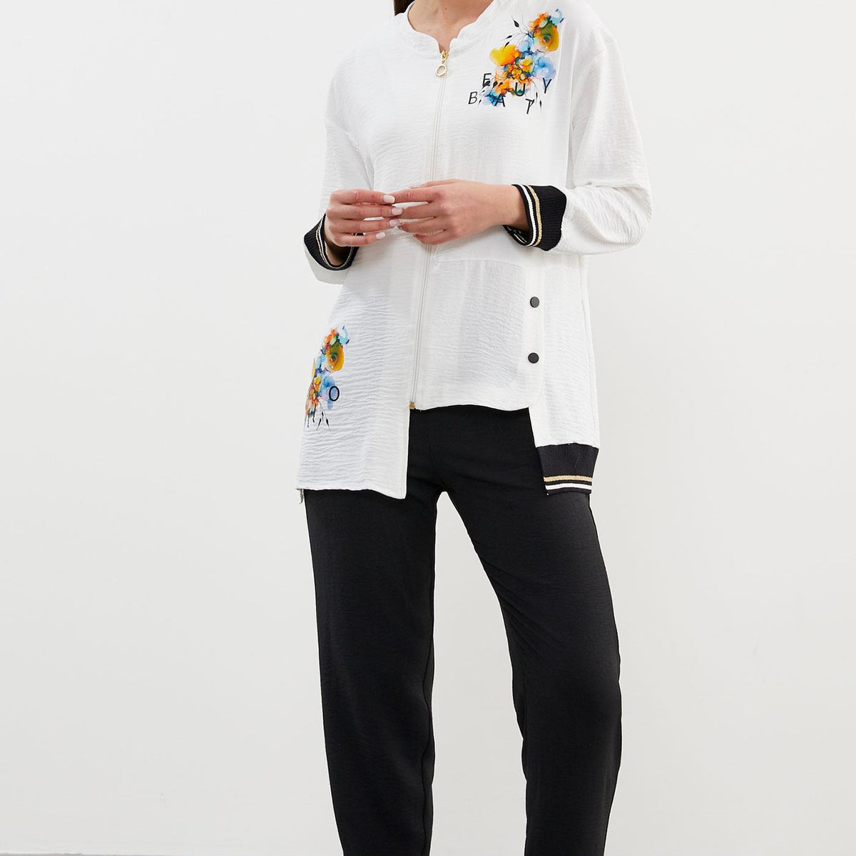 Wide Size Print Detailed Crepe Set - Black – SEMENTA
